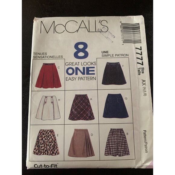 McCall's | Other | Mccalls Misses Skirt Sewing Pattern Sz 4 8 7777 ...